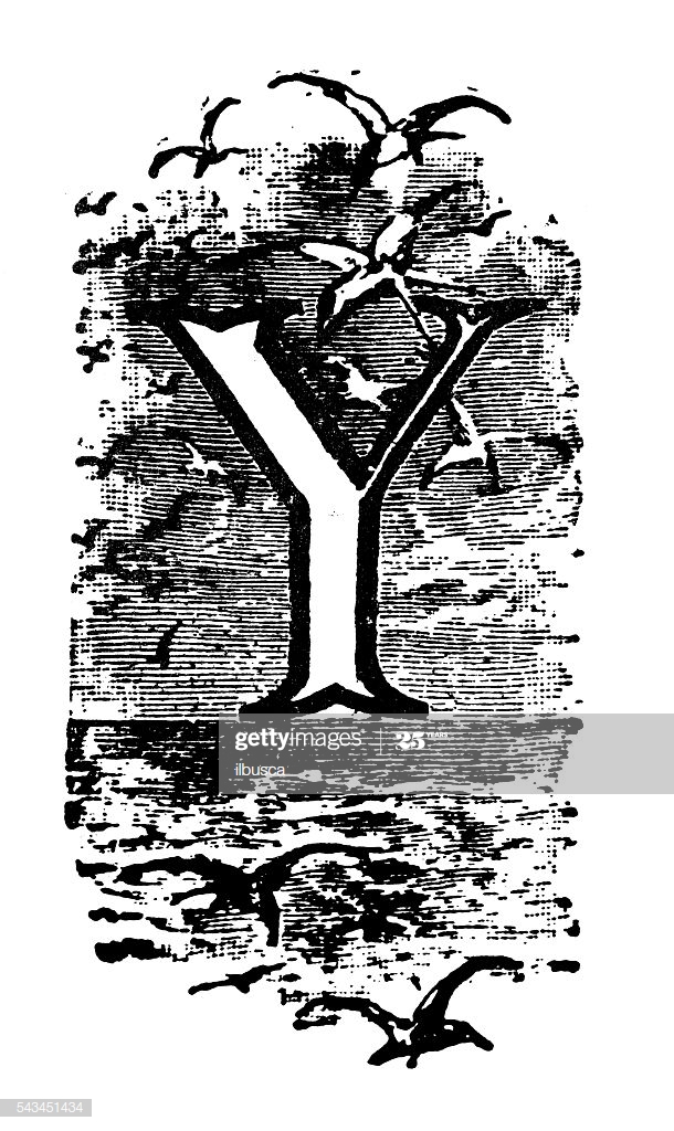 Antique children’s book comic illustration: Ornate letter Y | Le ...